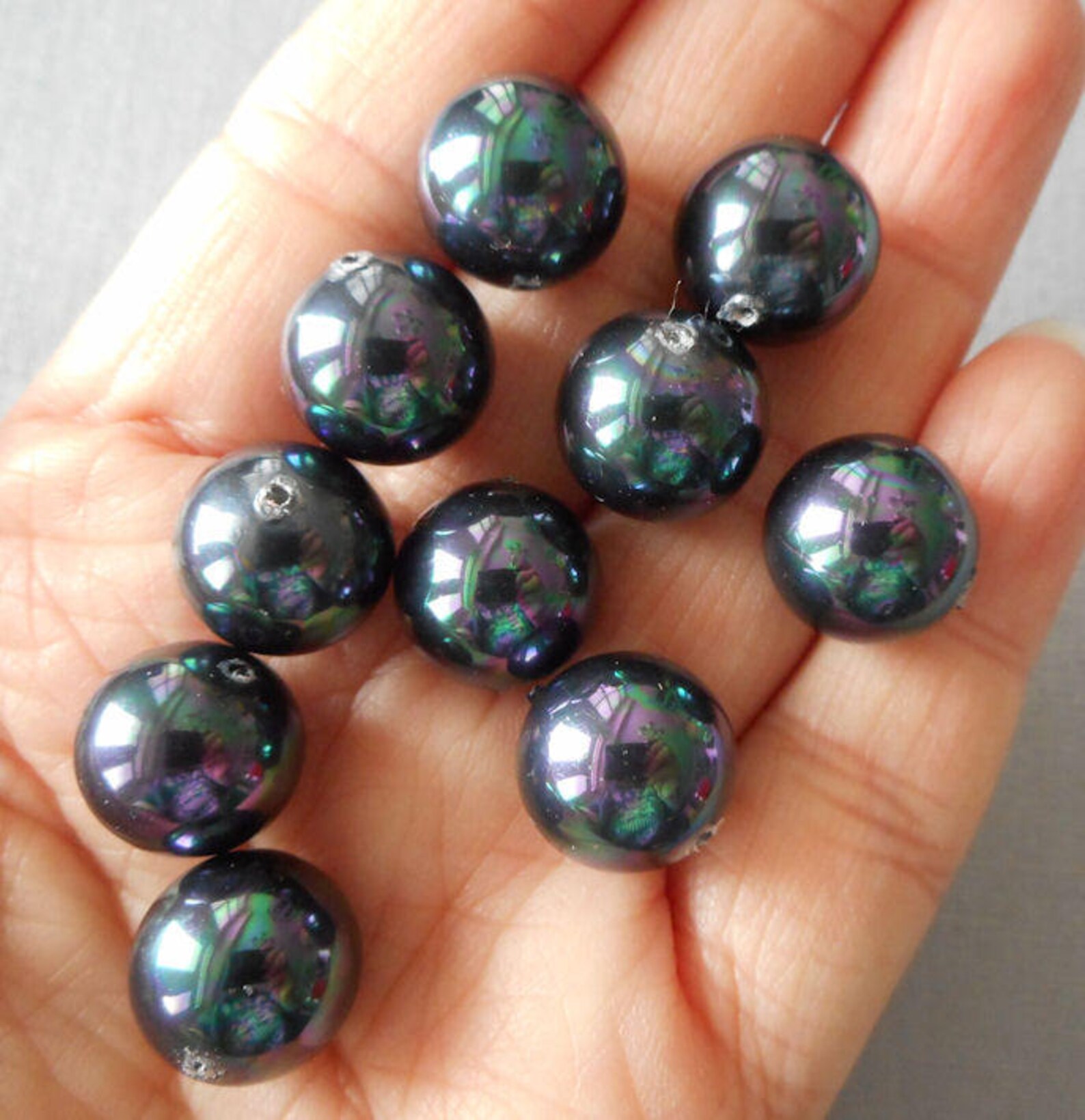 6pcs-12mm Black Round Sea Shell Pearl Loose Beads- White Available - Etsy