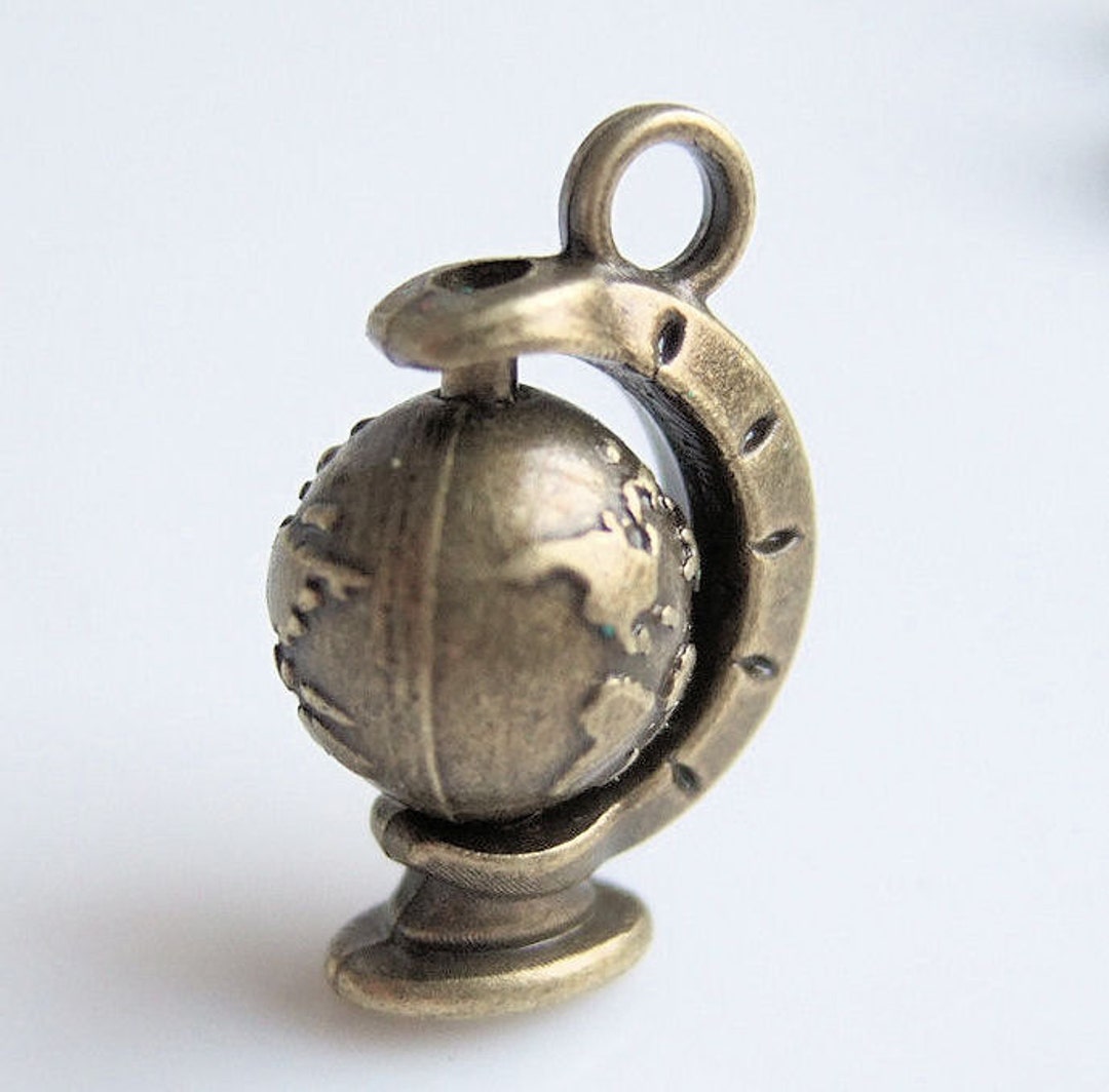 4pcs-heavy 3D Brass Earth Globe Charm-antique Bronze Tone Earth Charm ...