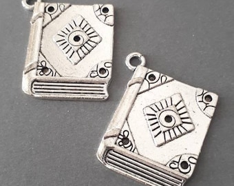 50pcs Antique Silver Open Book Charmsbook Pendant 12x11mm - Etsy