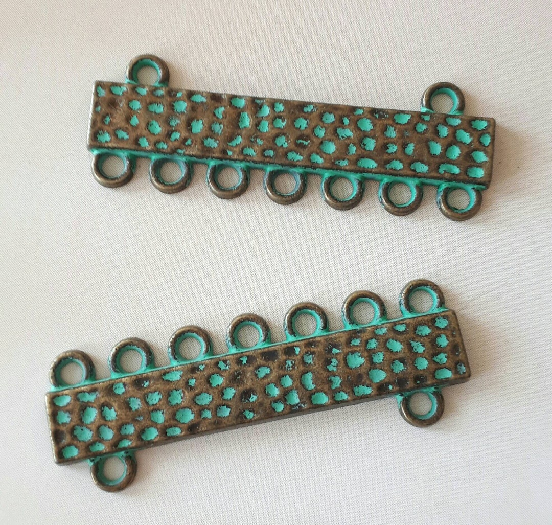 4pcs-1.5", 7 Loops Patina Brass Multi Loop End Bar, Vintage Turquoise ...