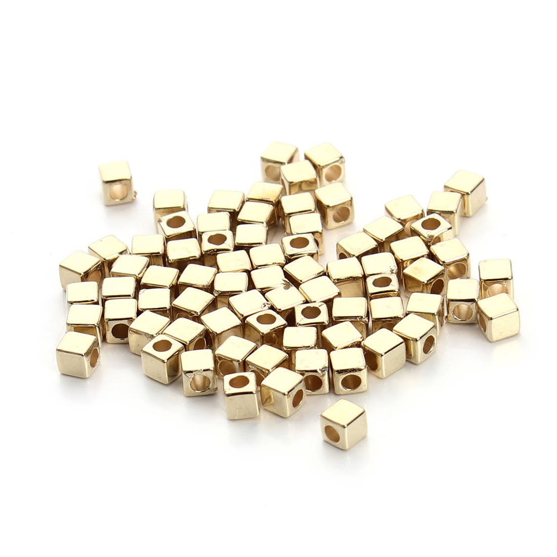 20pcs-4mm Silver Tone Cube Beads Metal, Small Spacer for Jewelry Making ...