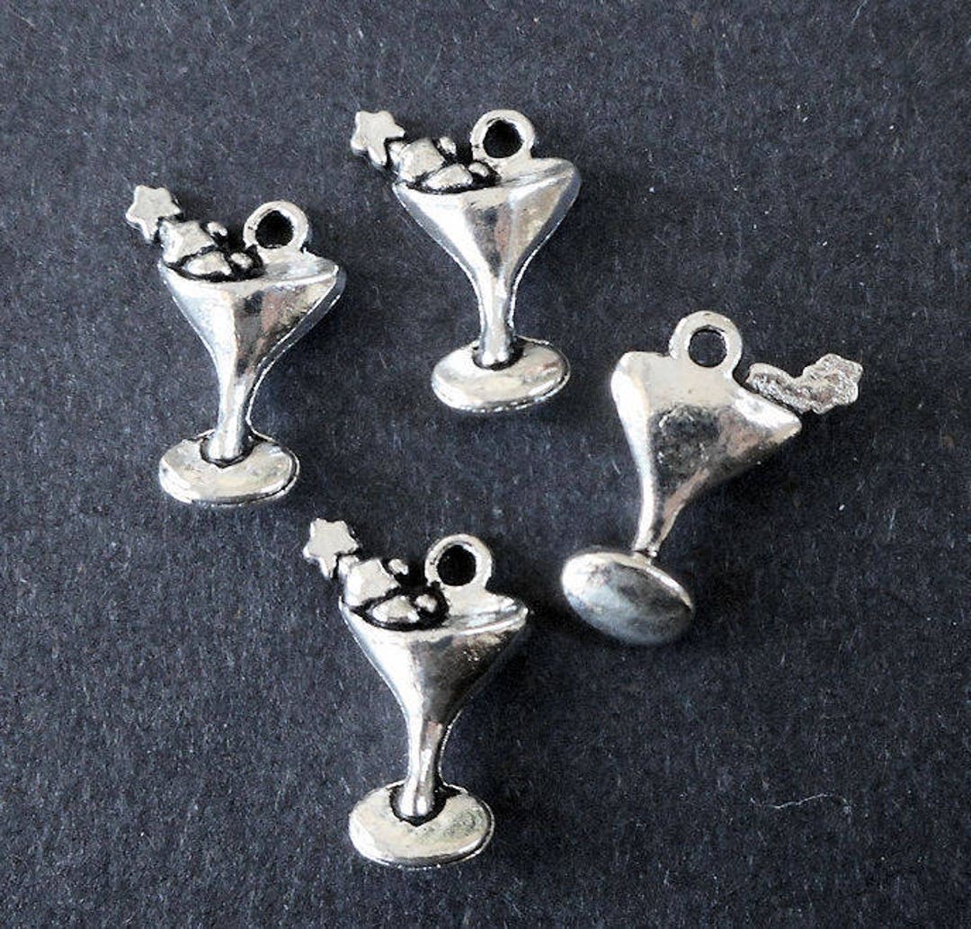 6pcs-silver Tone Cocktail Charm, Wine Glass Charm, Party Charm ...
