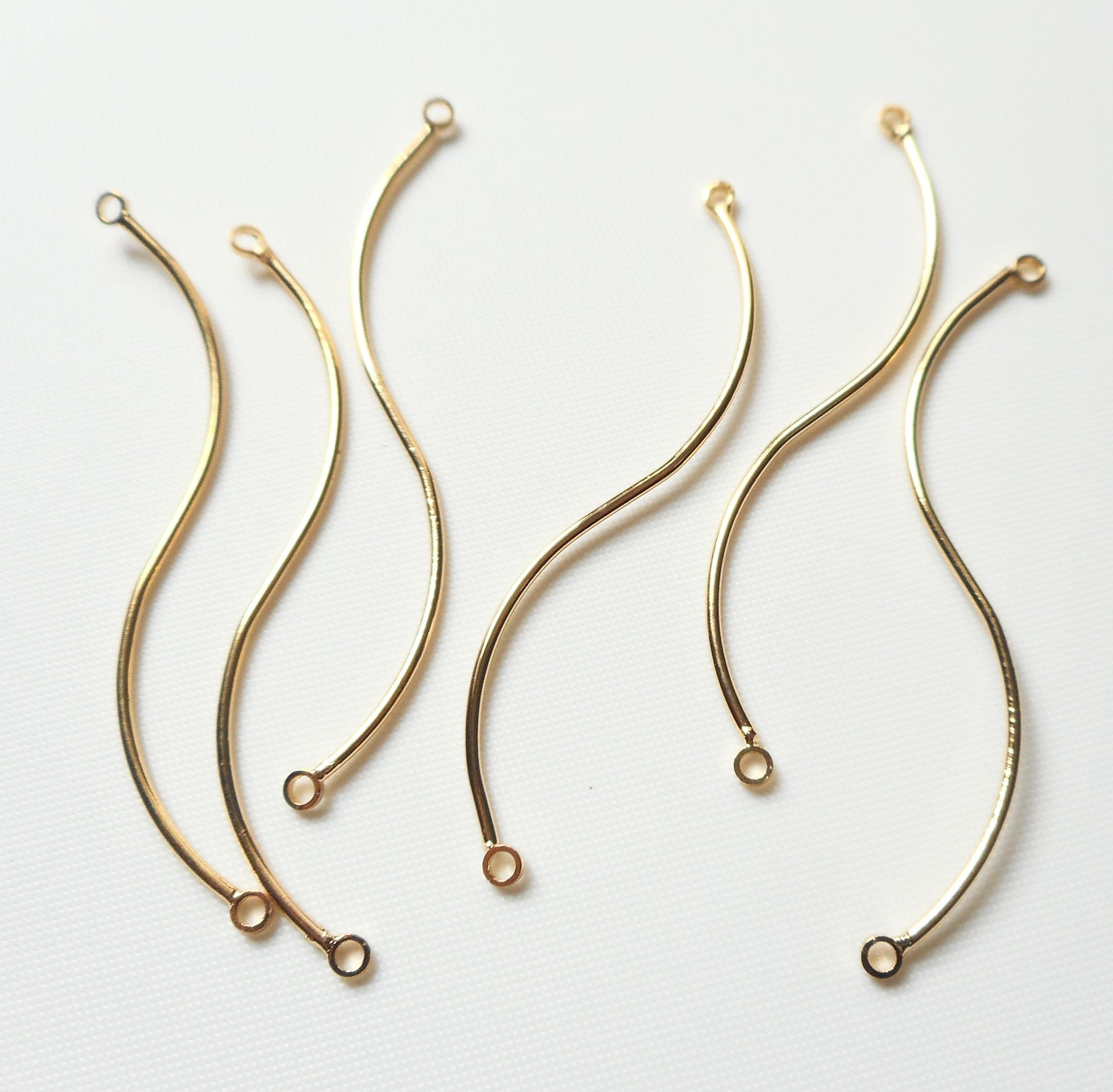 6pcs-2 Loop Gold Tone Long Bar Connector, Gold S Bar Connector, Earring ...
