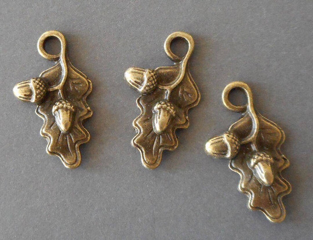 8pcs-brass Oak Leaf Acorn Charm,bronze Tone Acorn Charm-silver Tone ...