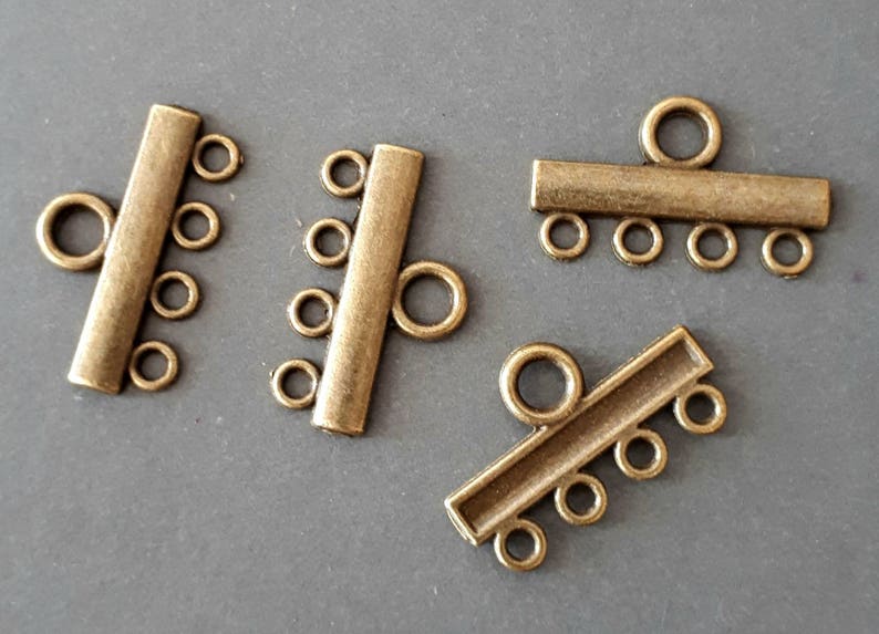 6pcs-4-strand Brass Bar Connector-bronze Tone 5 Loop Connector - Etsy