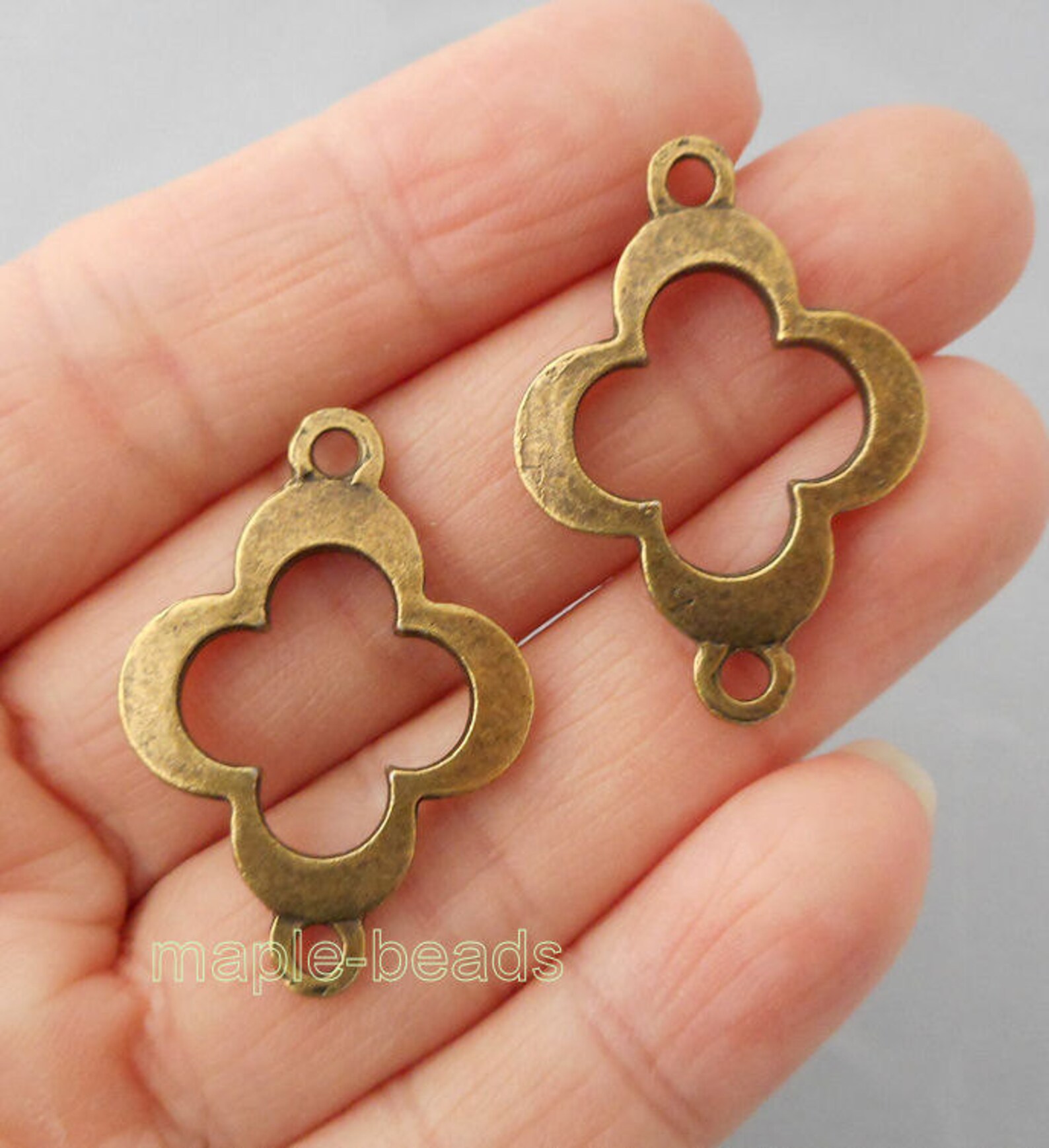 6pcs 2 Loop Clover Connector-antique Brass Metal - Etsy