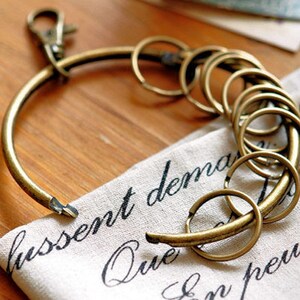 3.5" Large Ring of Antique Bronze Tone Metal Keys W/lobster Clasp Charm ...