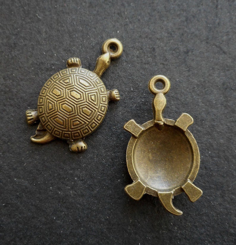 2pcs 1.25 brass Turtle charm-bronze tone turtle | Etsy