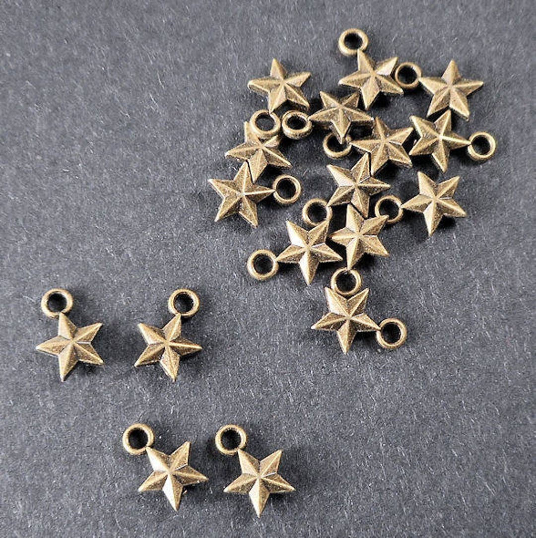 10pcs-3d Mini Star Charm-bronze Tone Star Charm-more Colors - Etsy UK