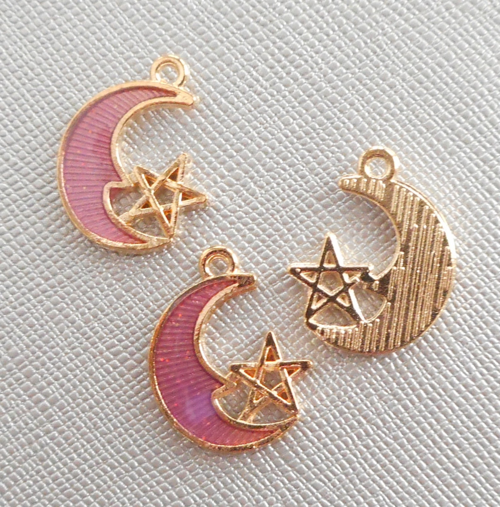 6pcs-19mmx15mm Gold Tone Enamel Purple Moon Star Charm-more | Etsy