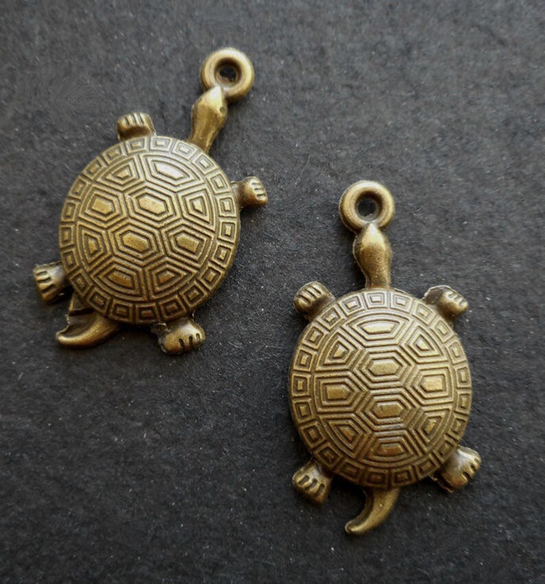 2pcs 1.25 brass Turtle charm-bronze tone turtle | Etsy