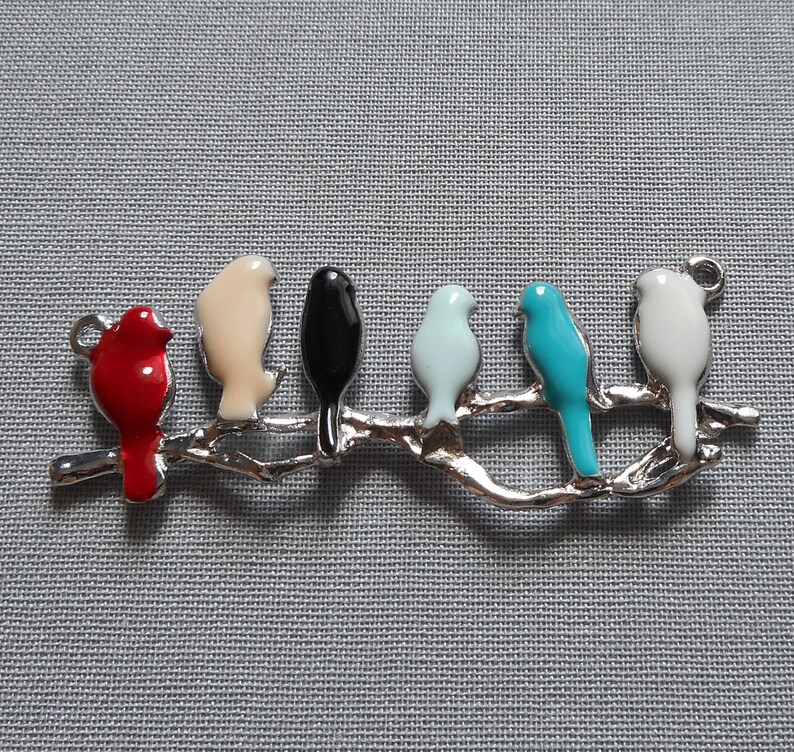 1pc-2.5 Silver Tone Colorful Enamel Bird Pendant-2 Loop - Etsy