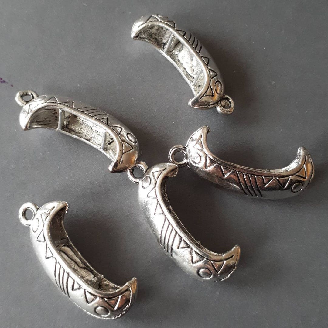 4pcs-silver Tone 3D Canoe Charm, Heavy Charm, DIY Minimalist Earrings ...