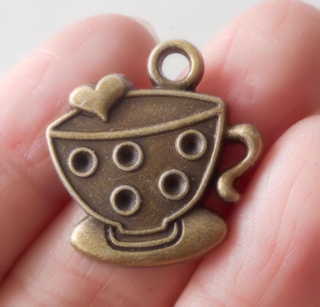 6pcs-brass Coffee Cup Charm, Brass Tea Cup Charm, Silver Tone Available ...
