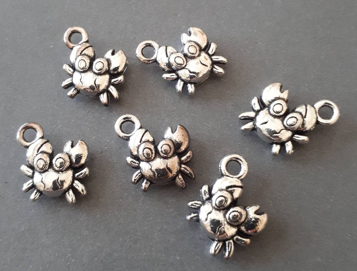 8pcs-2 Sided-cute Crab Charm Silver Tone Small Crab Charm - Etsy UK