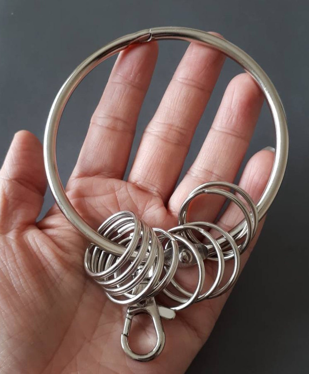 3.5" Large Ring of Silver Tone Metal Keys W/lobster Clasp Charm Pendant ...