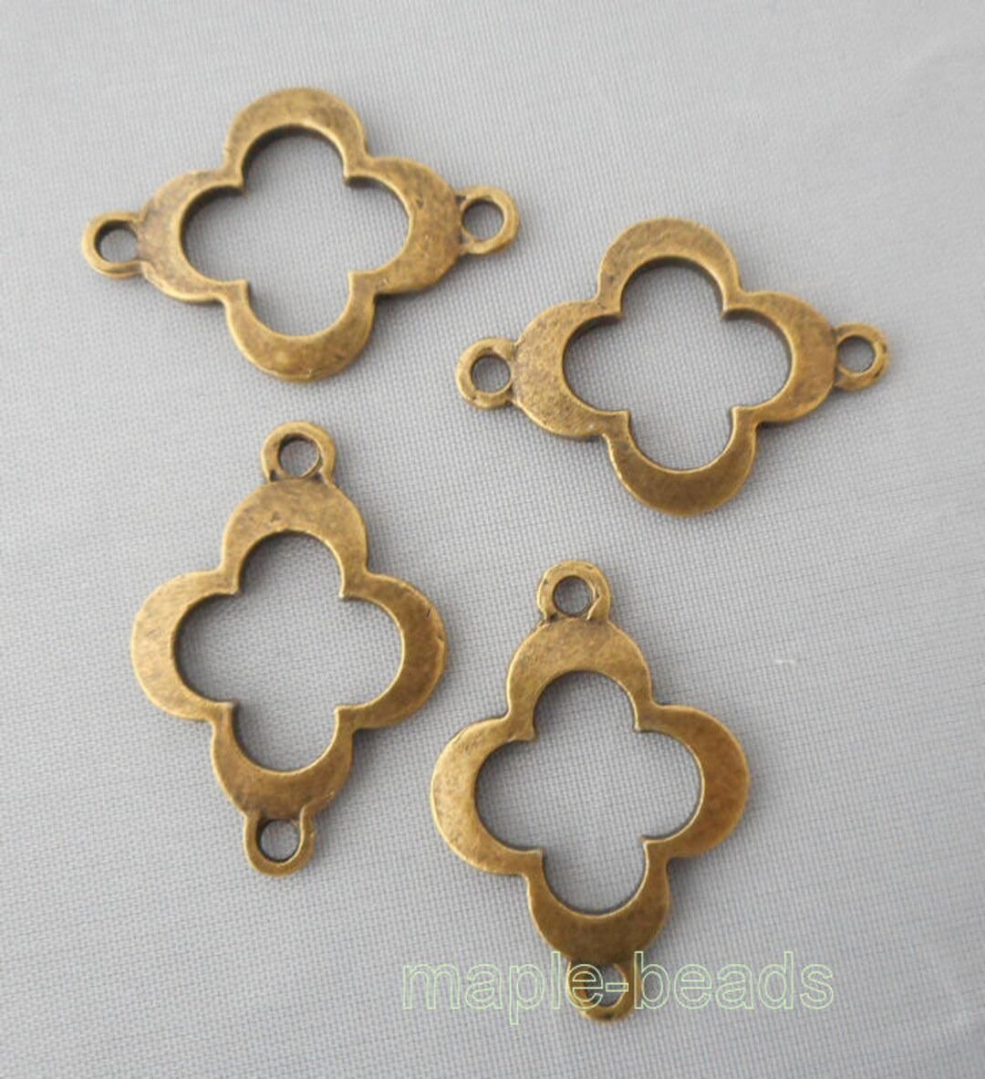 6pcs 2 Loop Clover Connector-antique Brass Metal Connector-alk 3926 - Etsy