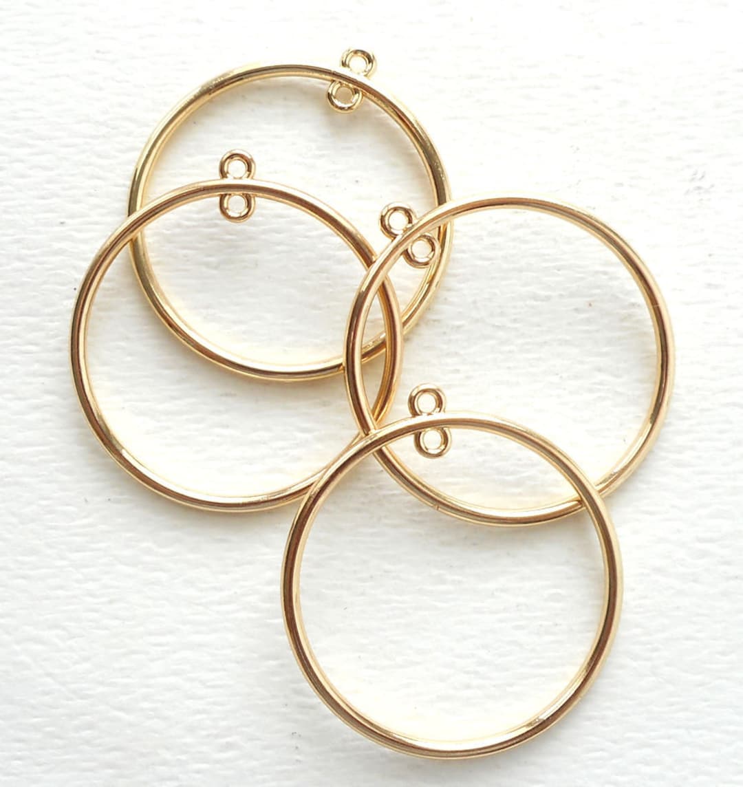 4pcs-30mm Earring Hoop, 2 Loop Gold Tone Round Earring Loop-more Sizes ...