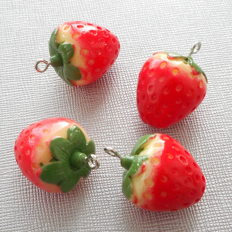 4pcs-27mmx19mm 3D Resin Strawberry Charm, Earring Charm - Etsy