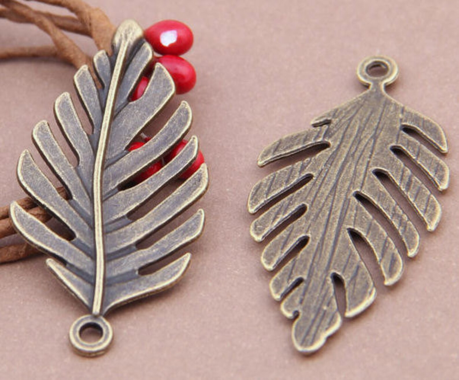 4pcs-2 Filigree Leaf Charm-antique Brass Meta Leaf Charm | Etsy