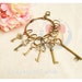 3.5" Large Ring of Antique Bronze Tone Metal Keys W/lobster Clasp Charm ...