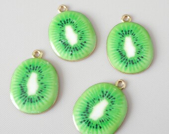 10pcs Enamel Kiwifruit Charm Cute Fruit Charm 3D Kiwi Charms - Etsy