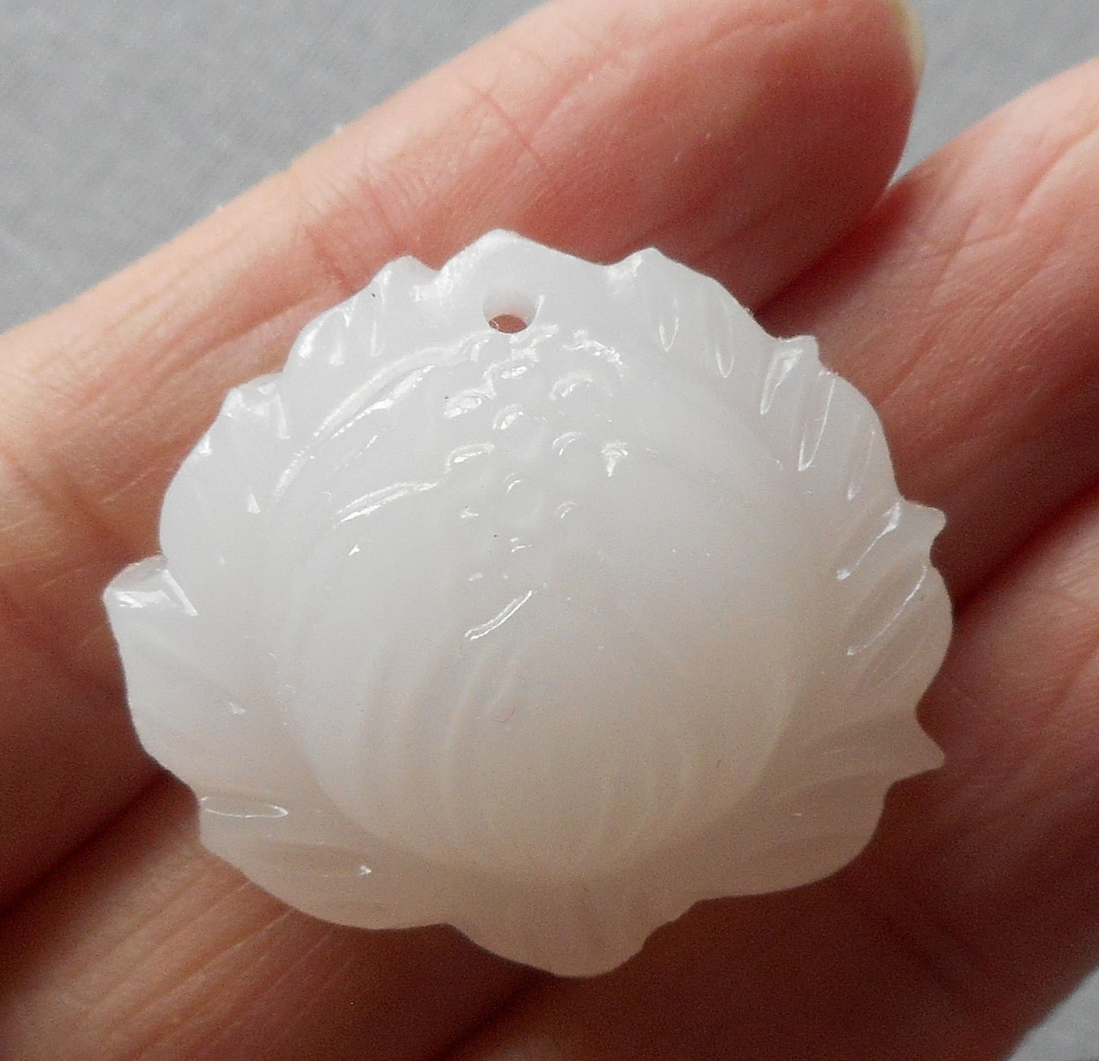 1pc-white Lotus Flower-carved Jade Gemstone Flower Pendant - Etsy