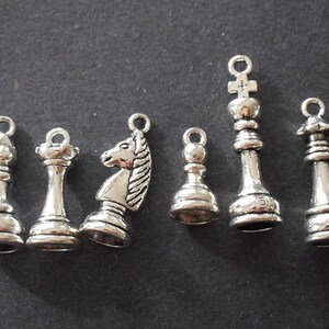 1 Set-3d Silver Chess Charm-antique Silver Tone Chess Charm Set - Etsy