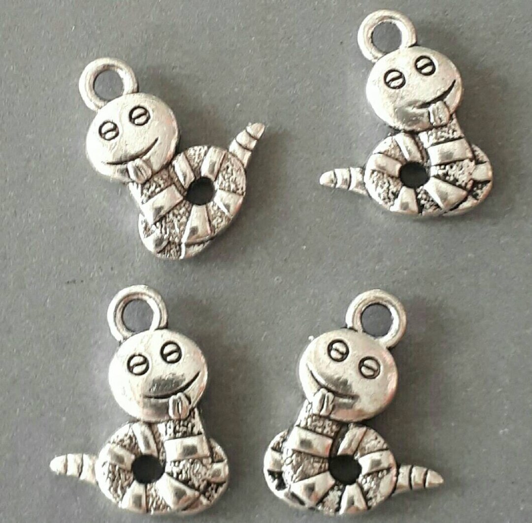 10pcs-worm Charm-2 Sided Silver Tone Worm Charm - Etsy