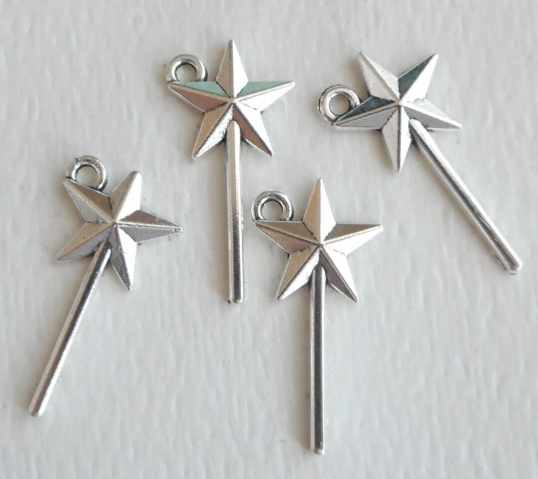 8pcs-silver Tone Magic Wand Charm, Fairy Wand Charm, Child Charm, Kids ...