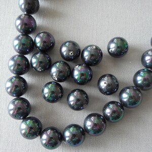 6pcs-12mm Black Round Sea Shell Pearl Loose Beads- White Available - Etsy