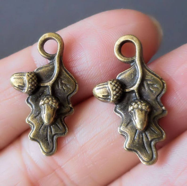 8pcs-brass Oak Leaf Acorn Charmbronze Tone Acorn Charm-silver - Etsy
