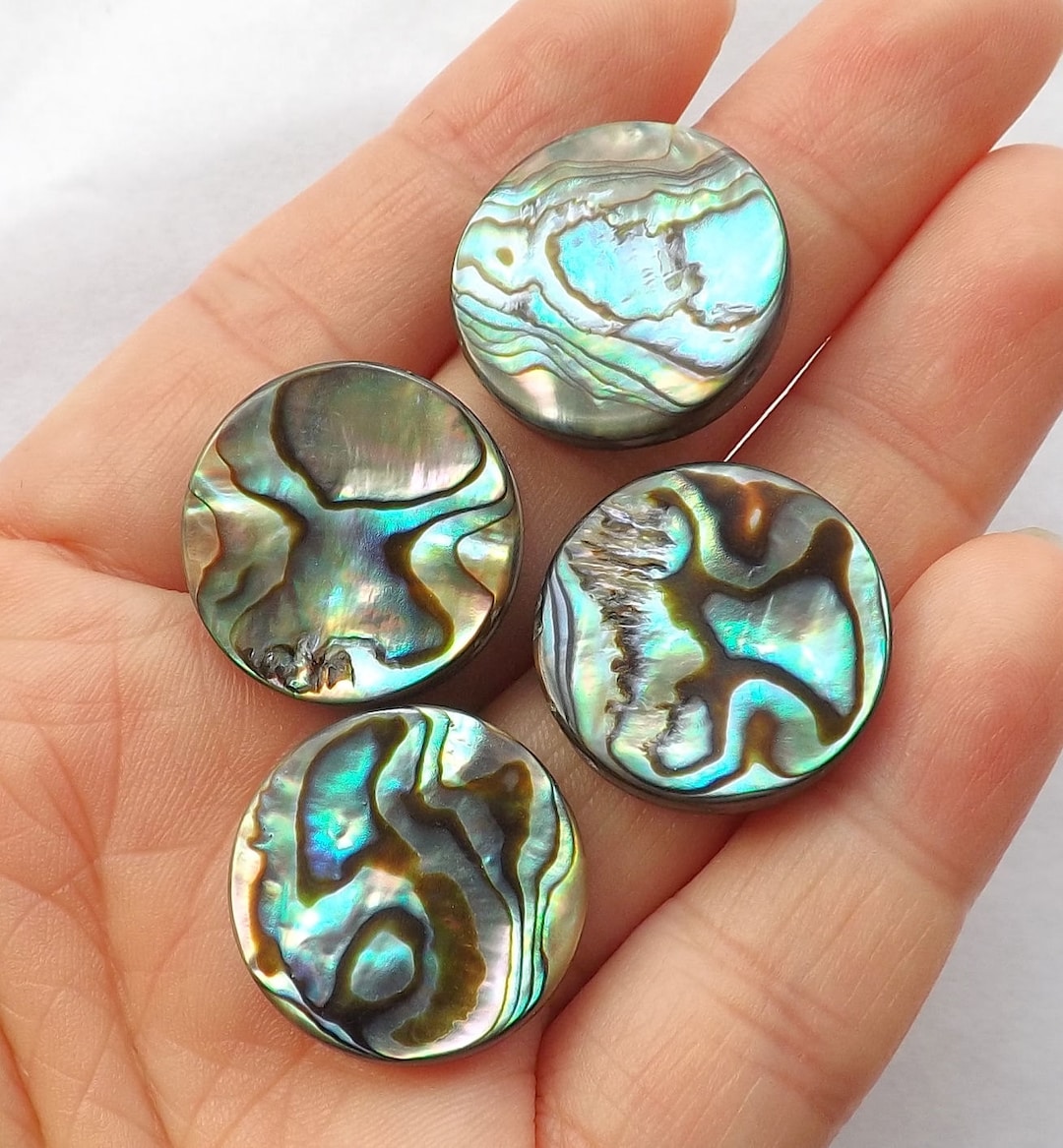 2 Pieces-double Sides-20mm Genuine Abalone Paua Shell Round Disc Beads ...