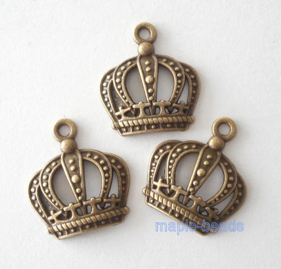 6pcs 1 Loop Crown Charm Antique Brass Tone Crown Charm | Etsy