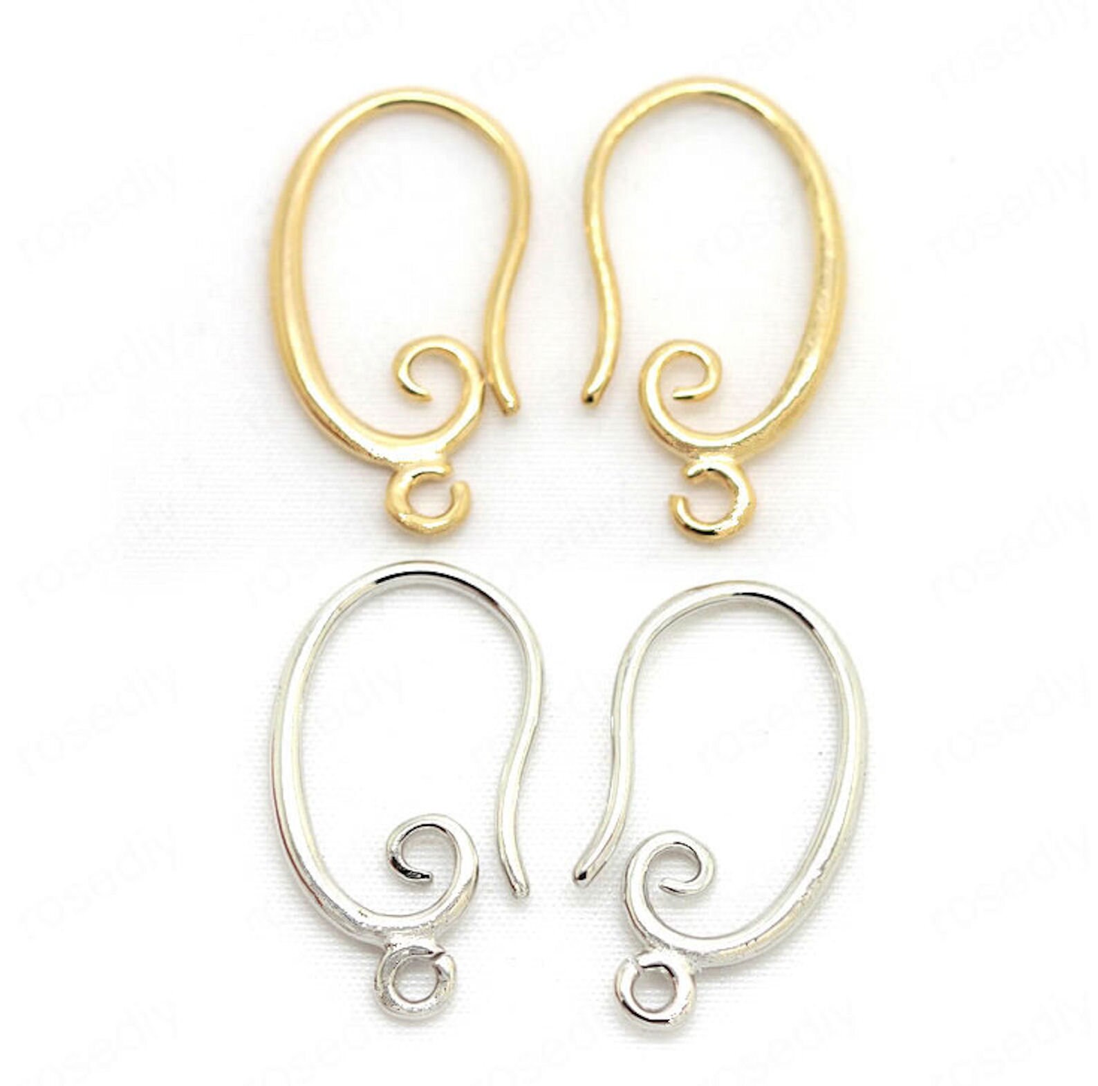 10pcs, 5pairs-gold Tone Ear Wire, 1 Loop Earring Hooks-silver Tone ...
