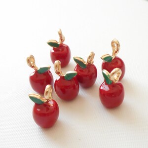6pcs-3d Red Enamel Red Apple Charm Enamel Red Cherry Charm - Etsy Israel