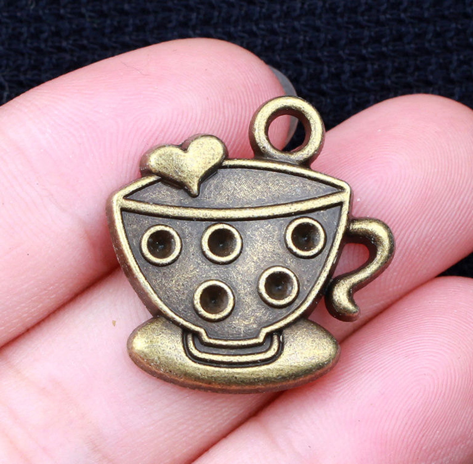 6pcs-brass Coffee Cup Charm Brass Tea Cup Charm Silver Tone - Etsy