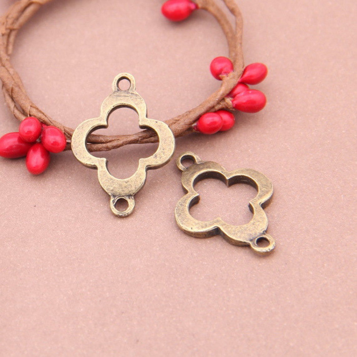 6pcs 2 Loop Clover Connector-antique Brass Metal - Etsy