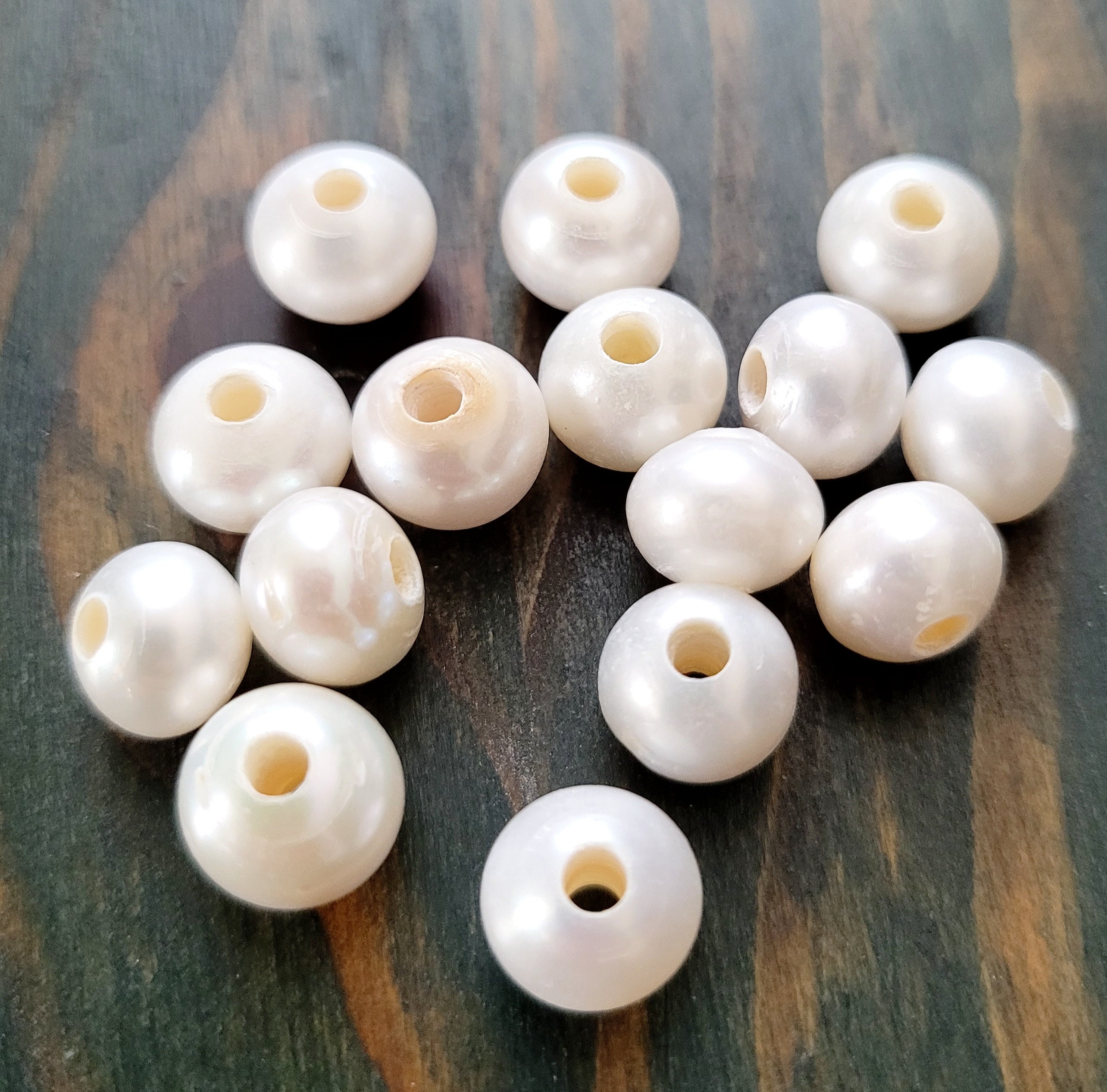 6pcs-2mm Hole, White Ivory Pearls-genuine Fresh Water Pearls, Big Hole ...
