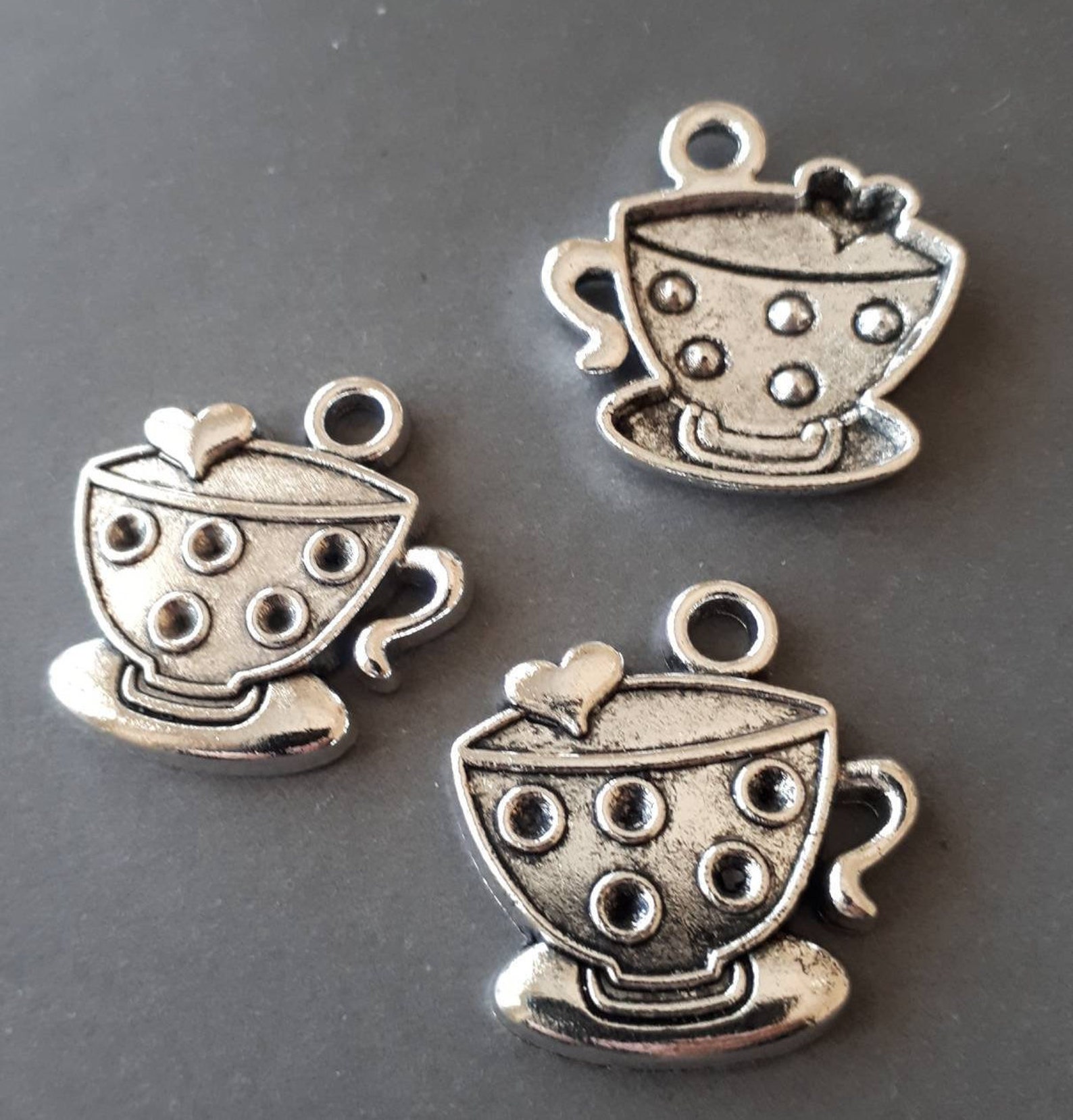 6pcs-brass Coffee Cup Charm Brass Tea Cup Charm Silver Tone - Etsy