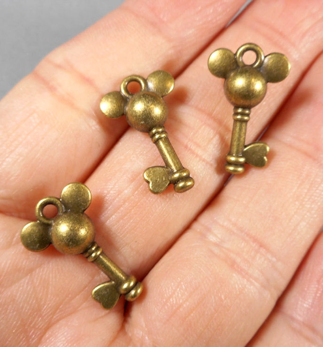8pcs- Bronze Tone Mouse Key Charm, Minimalist Earrings, Charm for ...