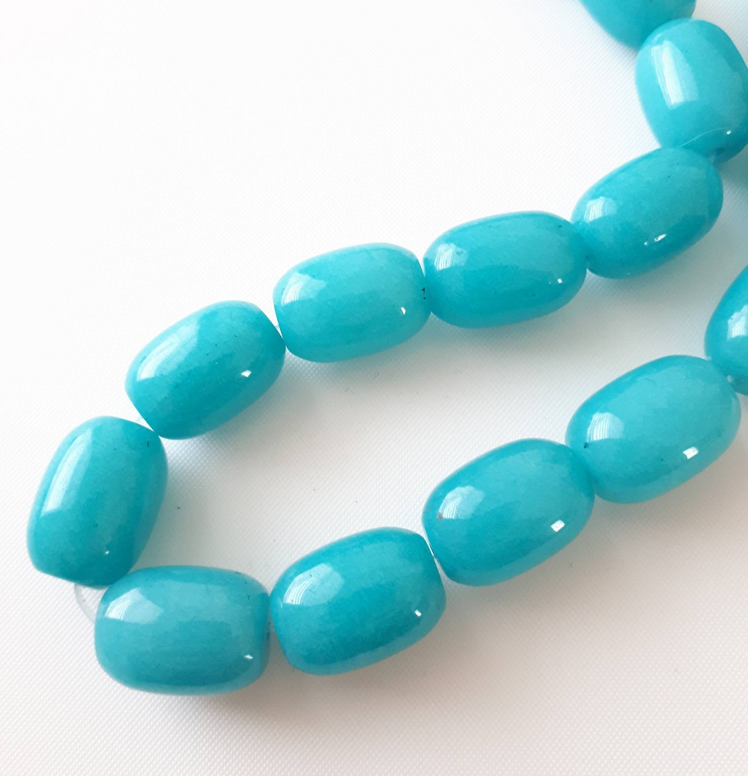 4pcs-chunky Teal Blue Jadeite Gemstone Barrel Beads - Etsy Canada