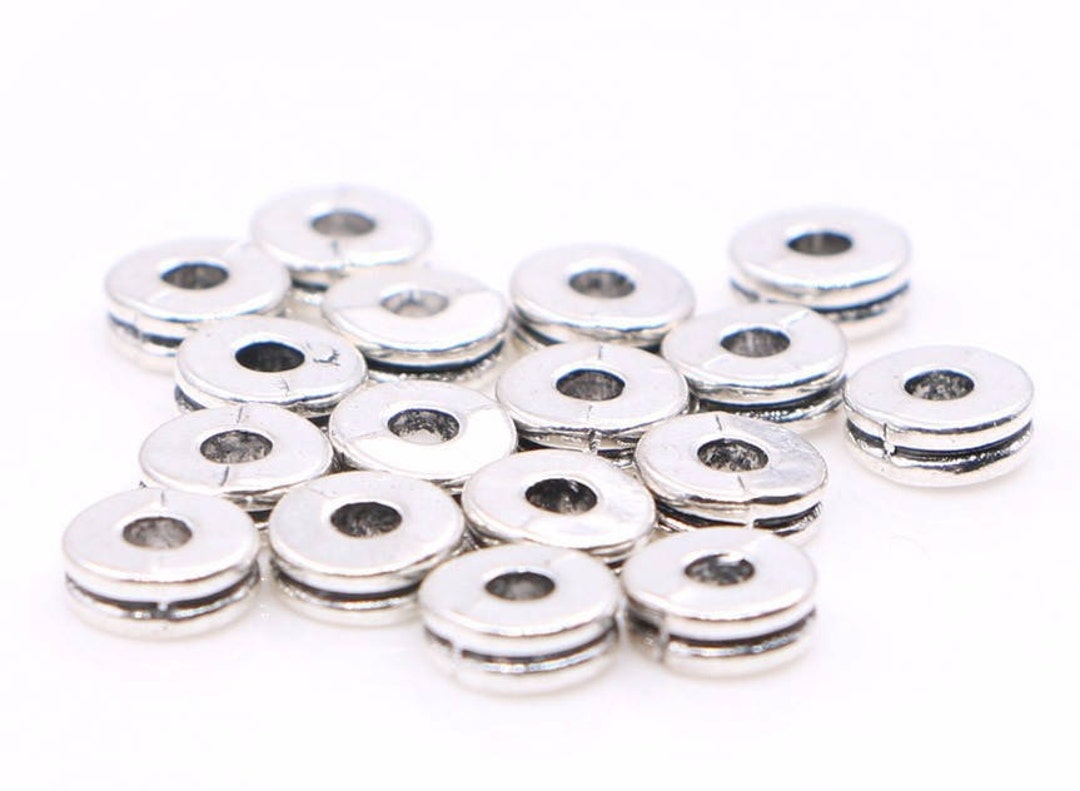 20pcs-6mm Coin Space Beads-silver Tone Coin Beads - Etsy UK