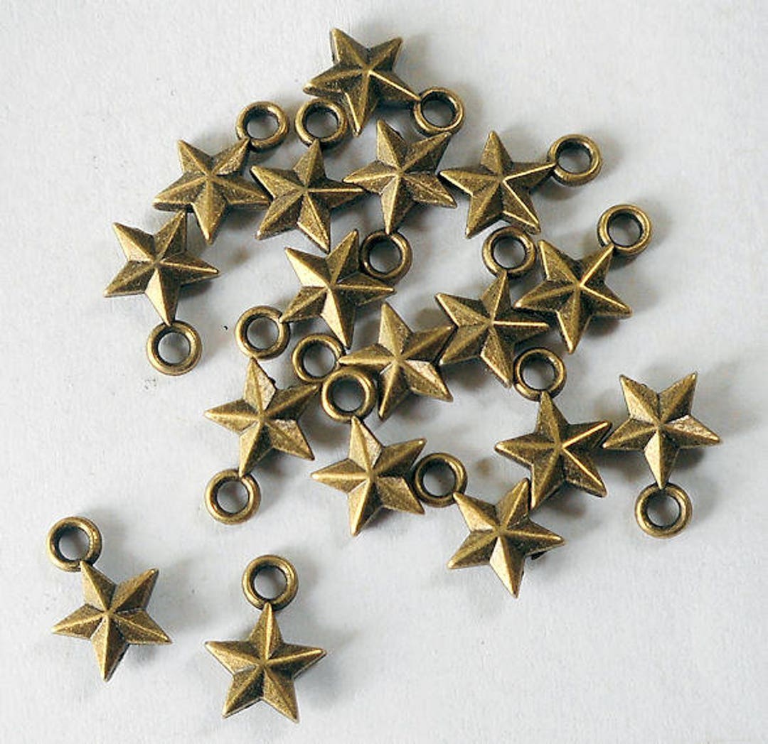 10pcs-3d Mini Star Charm-bronze Tone Star Charm-more Colors - Etsy UK