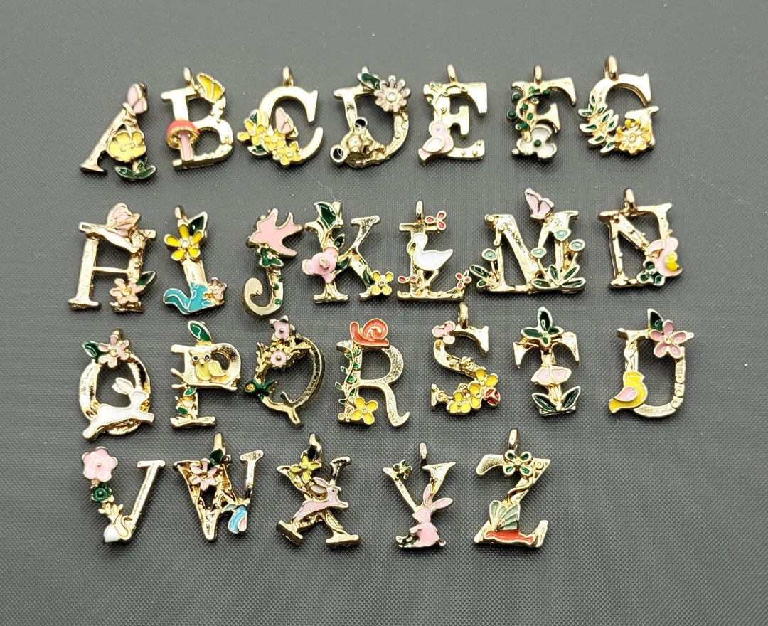 1 Alphabet Letters Set-1 Loop Colorful Enamel Letter Charms - Etsy