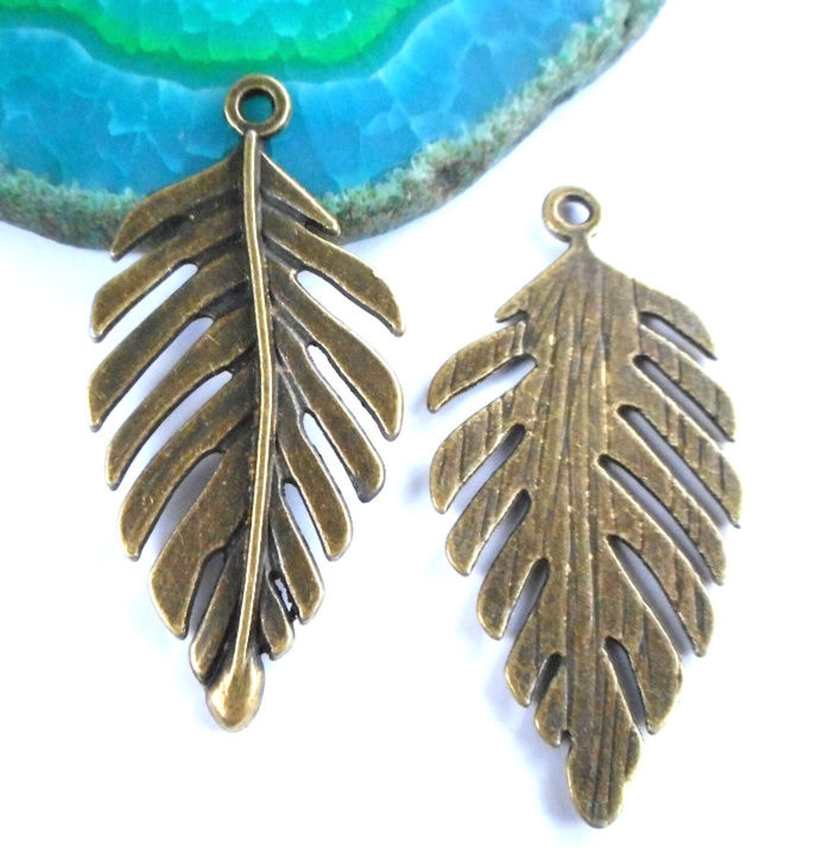 4pcs-2 Filigree Leaf Charm-antique Brass Meta Leaf Charm | Etsy