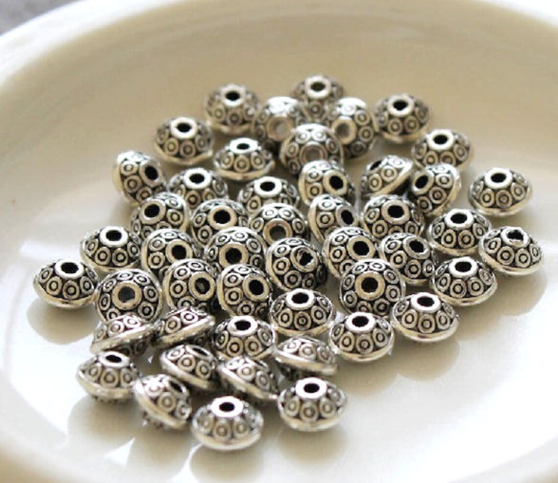 20pcs-bronze Tone Bicone Beads, Antique Brass Charm Beads, Spacer Beads ...