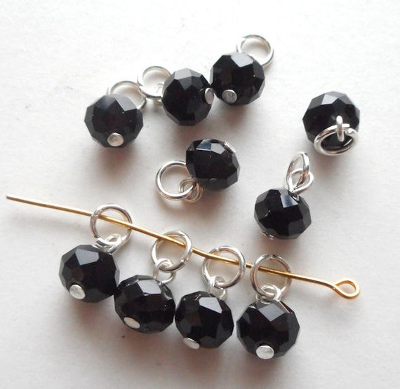 10pcs-hand Wrapped-1 Loop Faceted Jet Black CZ Glass Beads - Etsy