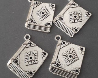 50pcs Antique Silver Open Book Charmsbook Pendant 12x11mm - Etsy