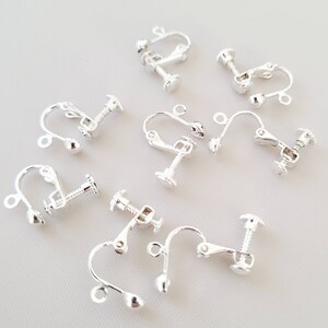 6pcs, 3 Pairs-silver Screw in Clip Earring Findings Screw Back Clips ...